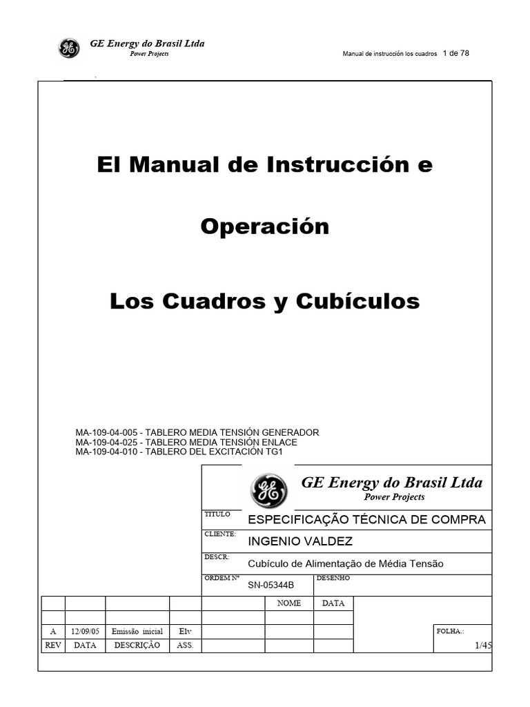 El manual de instrucción cuadros y cubículos r00 | PDF | Fusible (Eléctrico) | Tornillo