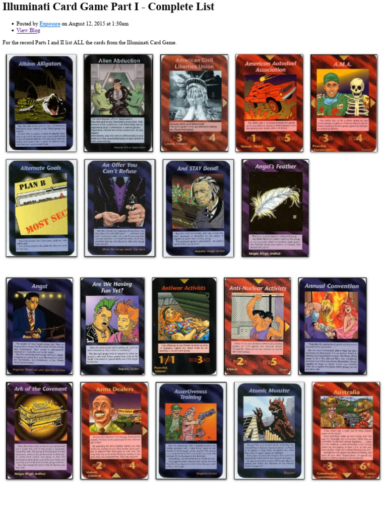 Illuminati Card Game Part I - Complete List | PDF