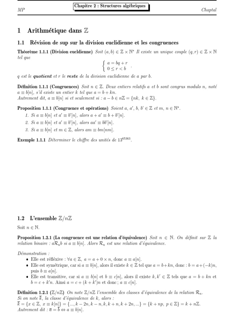 Structures algébriques et congruences | PDF | Polynôme | Groupe ...