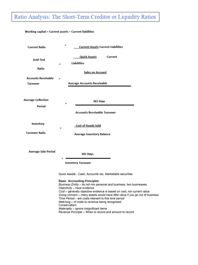 Ratio Formulas | PDF | Dividend | Revenue