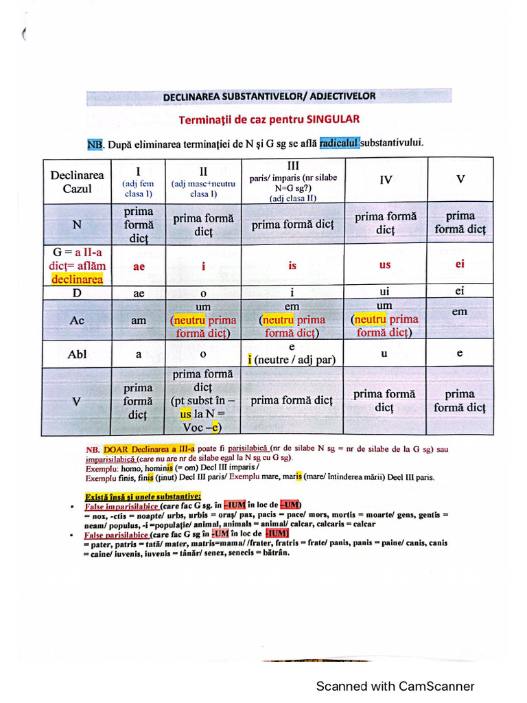 Fise Latina Subst, Adj, Pron, VB, F.sint | PDF
