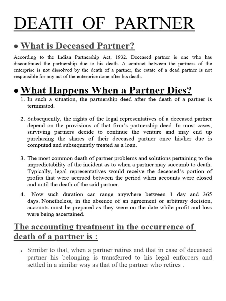 Death of Partner | PDF | Partnership | Goodwill (Accounting)