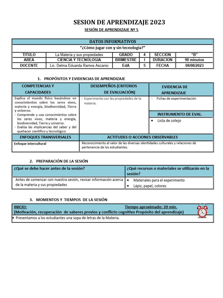 Sesion Cyt. La Materia y Sus Propiedades | PDF | Masa | Importar
