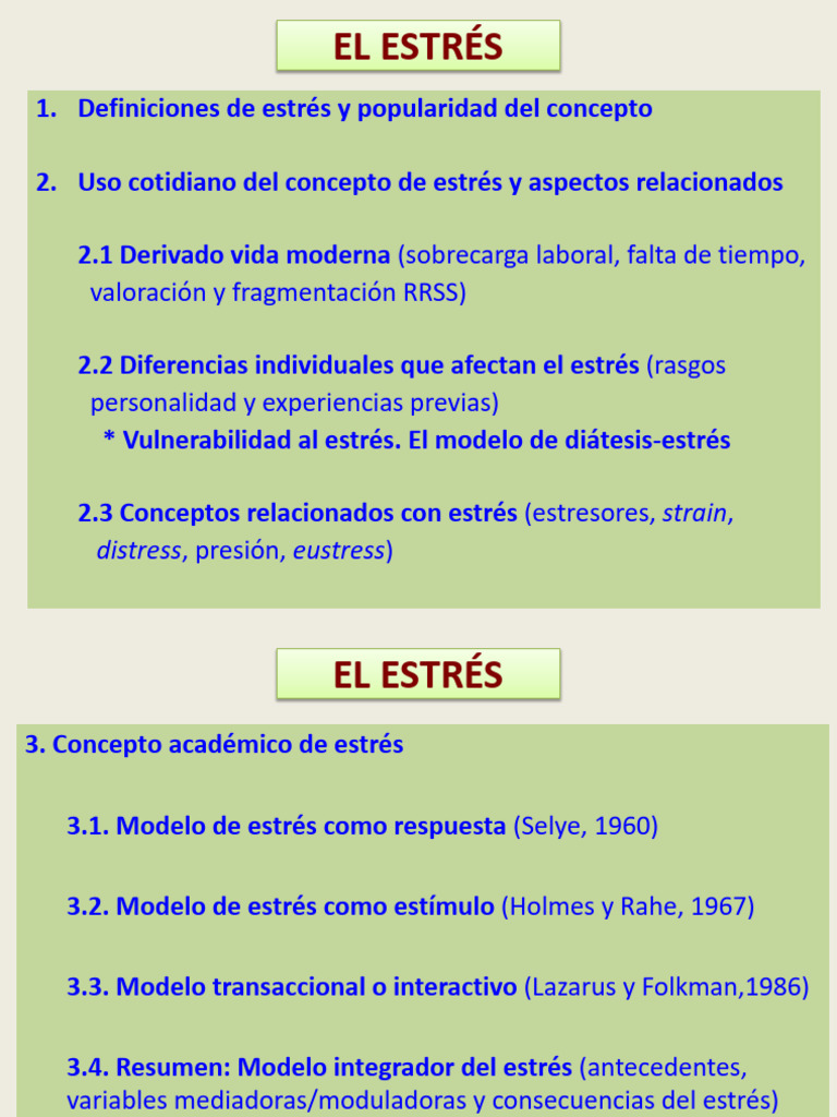Comprendiendo el Estrés: Definiciones y Modelos | PDF | Estrés ...