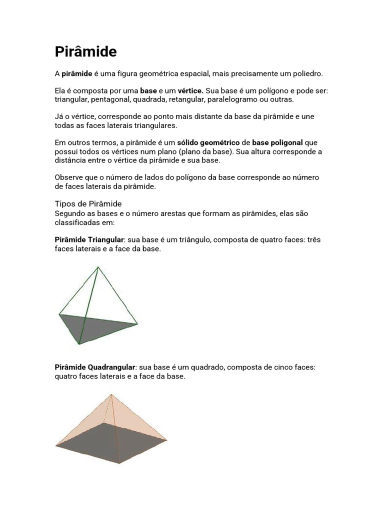 Geometria - Pirâmides | PDF | Polígono | Vértice (Geometria)
