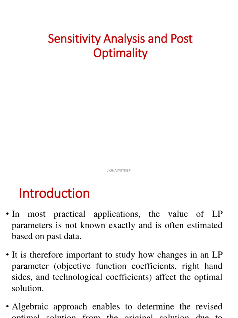 8 Sensitivity Analysis and Post Optimality | PDF | Mathematical Optimization | Loss Function