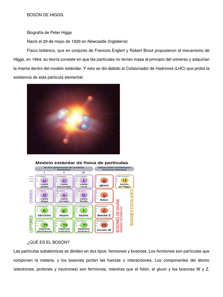 Importancia del Bosón de Higgs en Física | PDF
