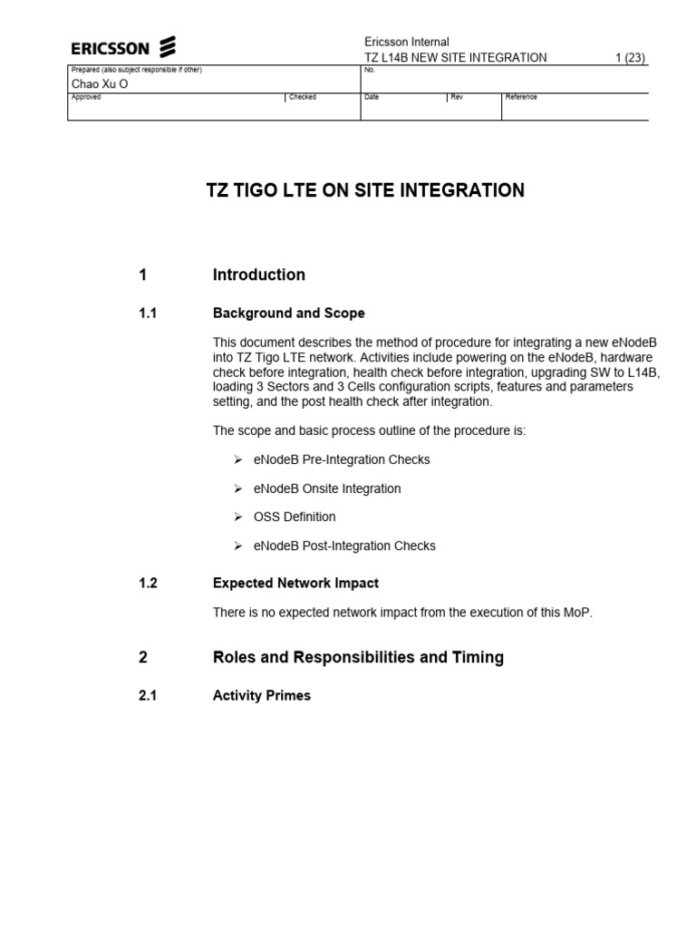Mop For Enodeb Integration Pdf File Transfer Protocol Computing