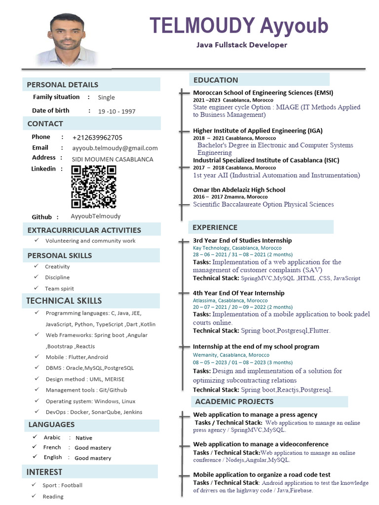 AYYOUB TELMOUDY CV EN | PDF | My Sql | Application Software