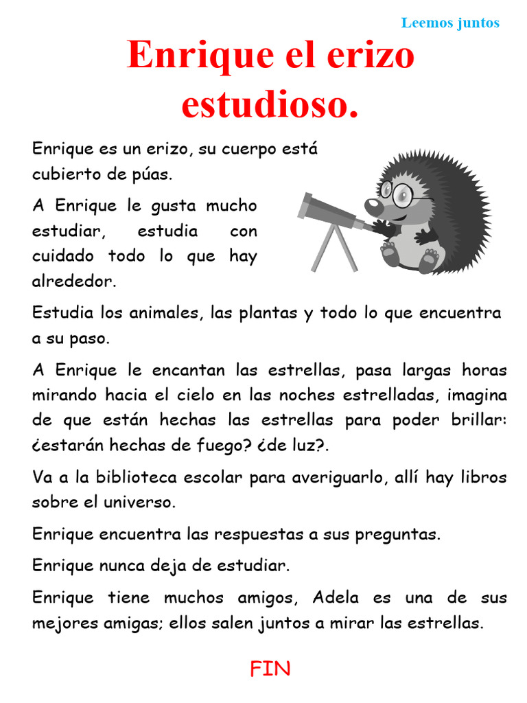 Enrique El Erizo Estudioso | PDF