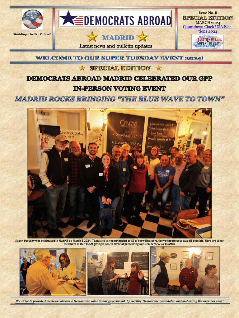 Democrats Abroad MADRID MARCH SUPERTUESDAY Newsletter 2024 | PDF | Get ...