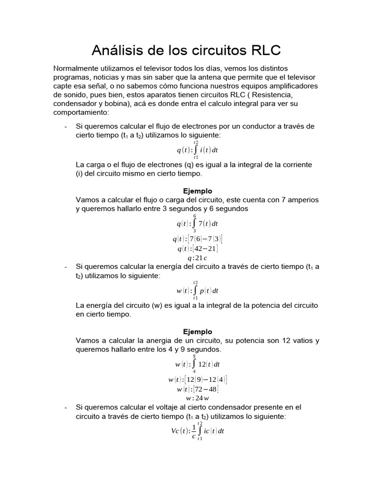Cálculos en Circuitos RLC | PDF | Inductor | Red eléctrica