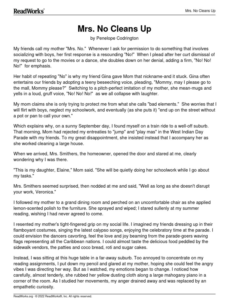 Mrs No Cleans Up | PDF | Empathy