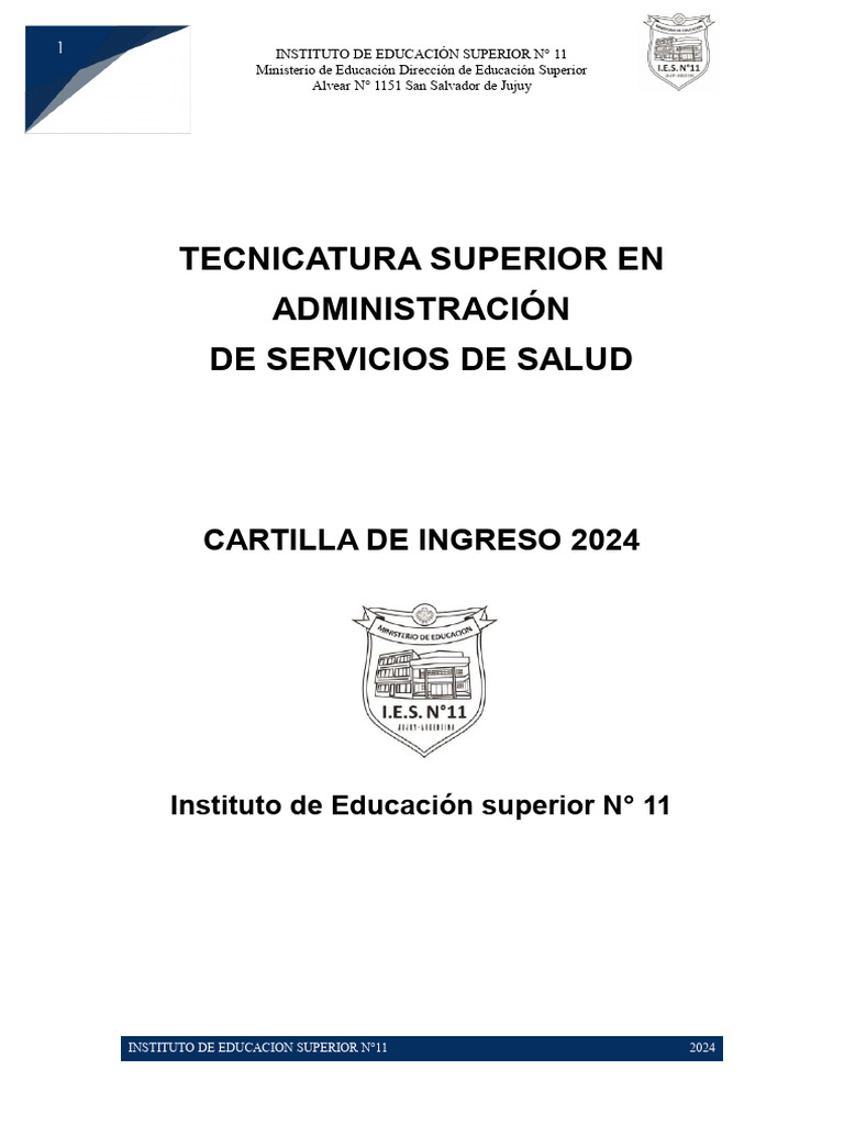 Cartilla de Ingreso Adm en Serv de Salud 2024 | PDF | Business | Planificación