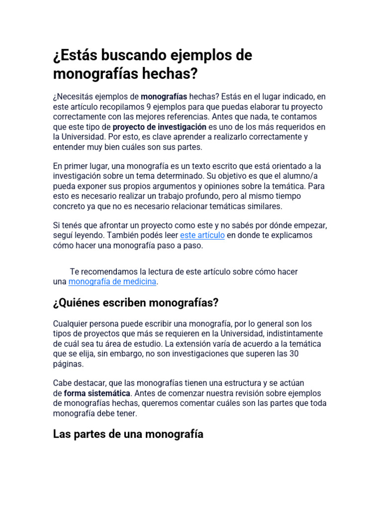 Estás buscando ejemplos de monografías hechas | PDF