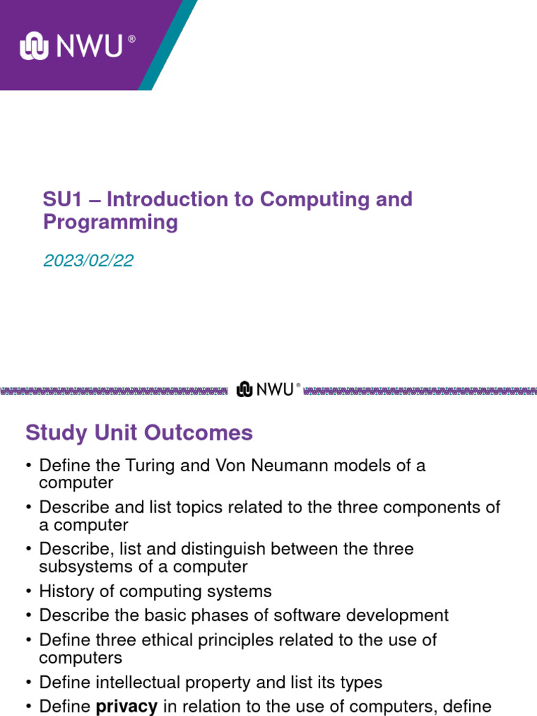 CMPG111 Study Unit 1 | PDF | Intellectual Property | Central Processing Unit