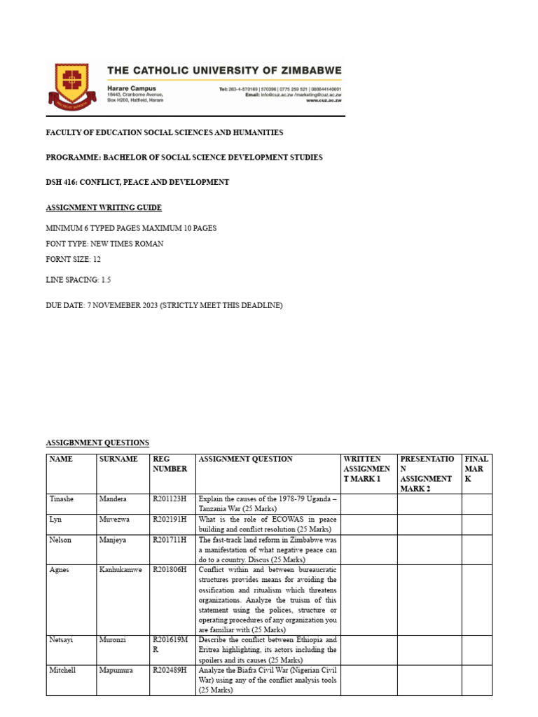 Conflict Management Assignments October 2023-1 | PDF | Peace | Conflict ...