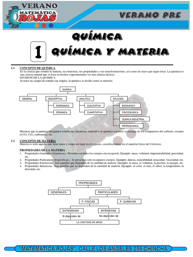 01 Pre Qu Química y Materia | PDF | Sustancias químicas | Agua