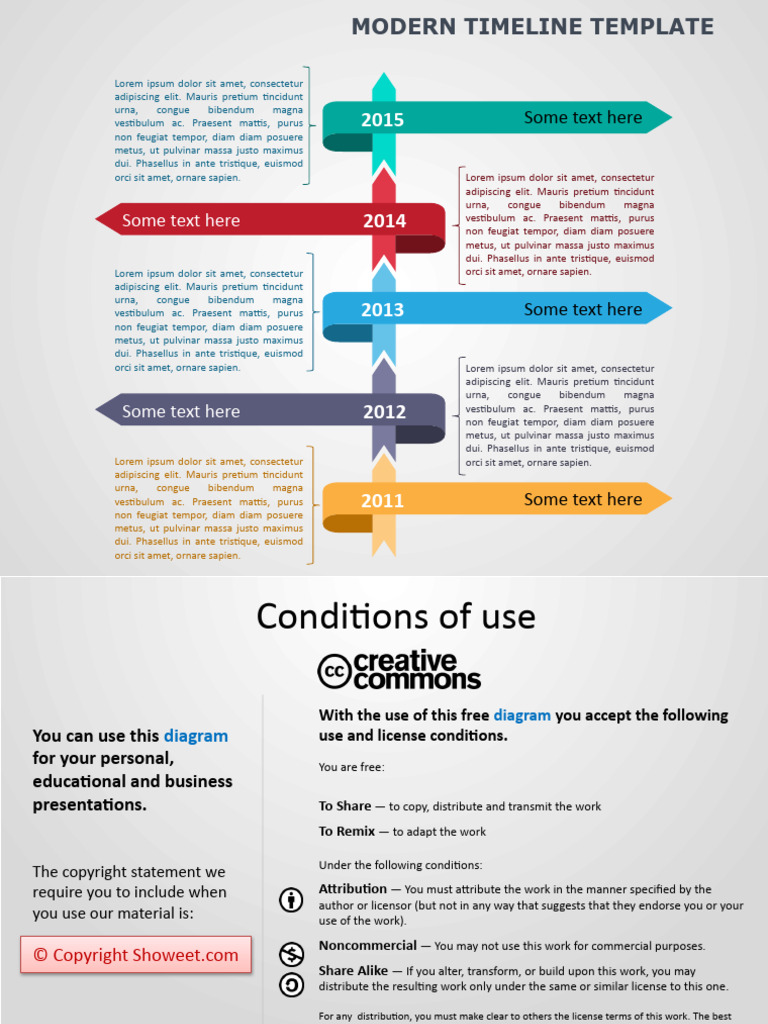 Modern Timeline PowerPoint | PDF | License | Copyright