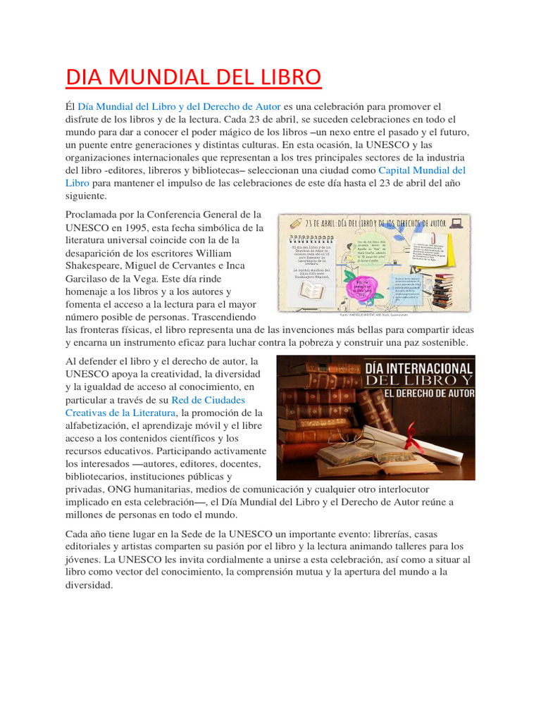 Celebración del Día Mundial del Libro | PDF