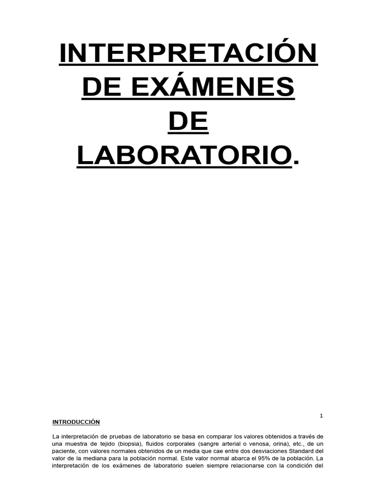 Interpretacion de Examenes de Laboratorio | PDF | Sangre | Sodio