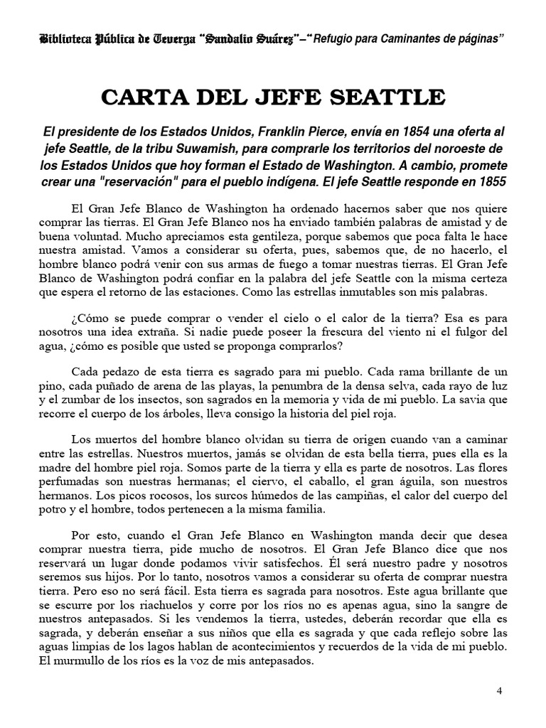 Carta Del Jefe Seattle | PDF