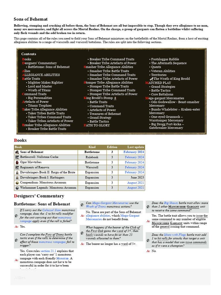 Sons of Behemat Rules | PDF | Battles | Military