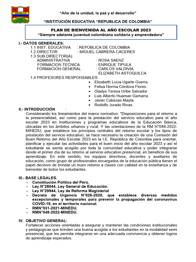 PLAN DE BUEN INICIO 2023 Ok | PDF | Aprendizaje PLAN DE BUEN INICIO 2023 Ok | PDF | Aprendizaje