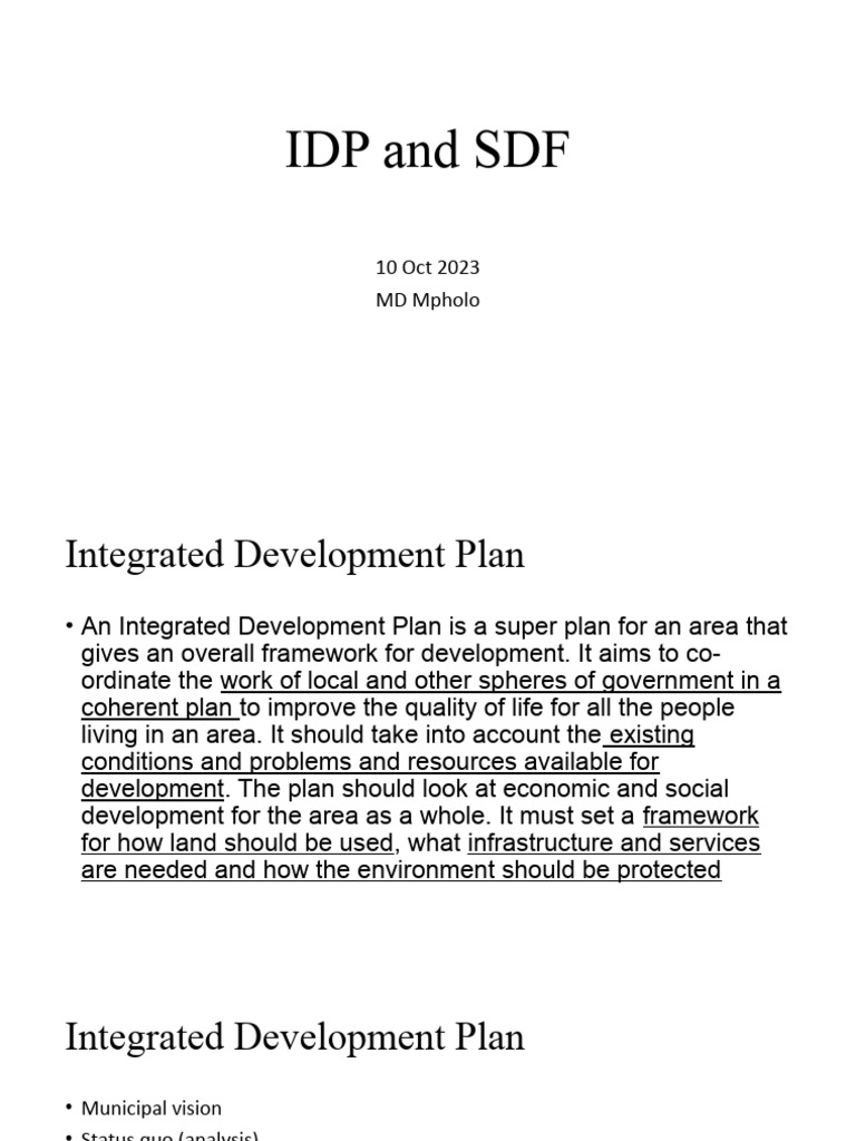IDP and SDF | PDF | Policy | Evaluation