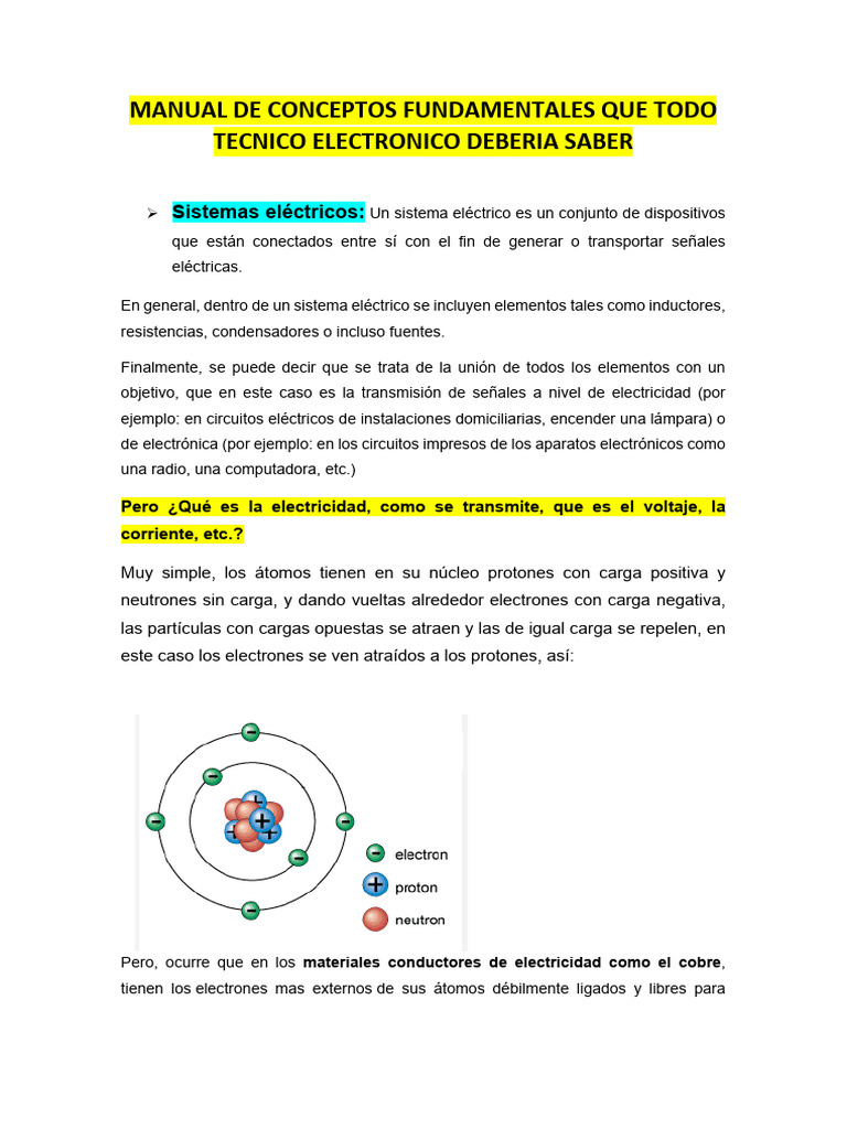 Manual de Conceptos Fundamentales Que Todo Tecnico Electronico Deberia Saber | PDF | Corriente ...
