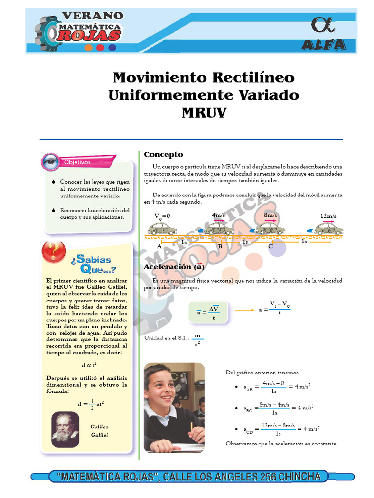 04 Alfa Fi Movimiento Rectilineo Uniformemente Variado 36 | PDF | Velocidad | Aceleración