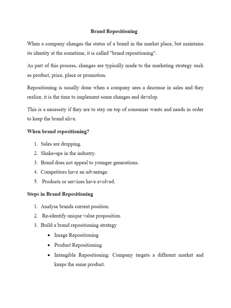 Brand Repositioning | PDF | Brand | Product (Business) Brand Repositioning | PDF | Brand | Product (Business)
