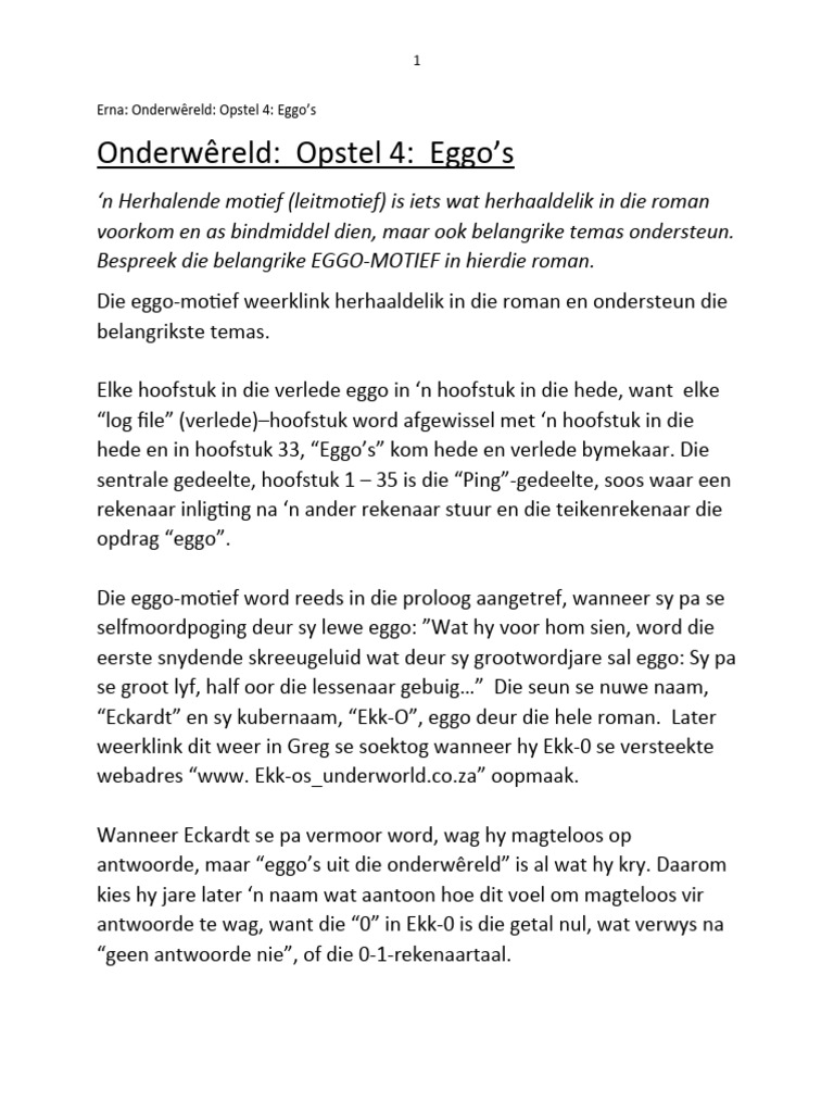 Onderwereld Eggo's | PDF