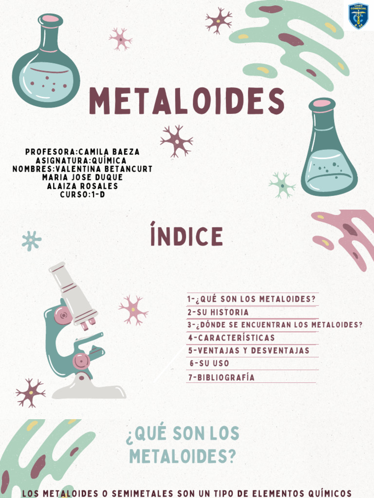 Metaloides 3 | PDF | Sustancias químicas | Tabla periódica