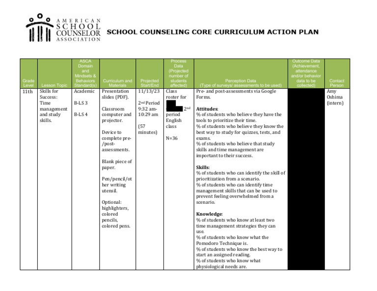 action plan sample | PDF | Time Management | Professional Skills