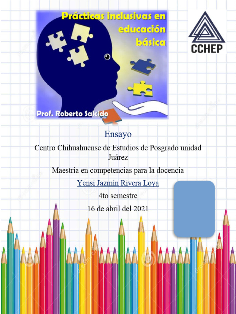 Ensayo La Exclusión Educativa, La Educación Inclusiva y Mi Práctica ...