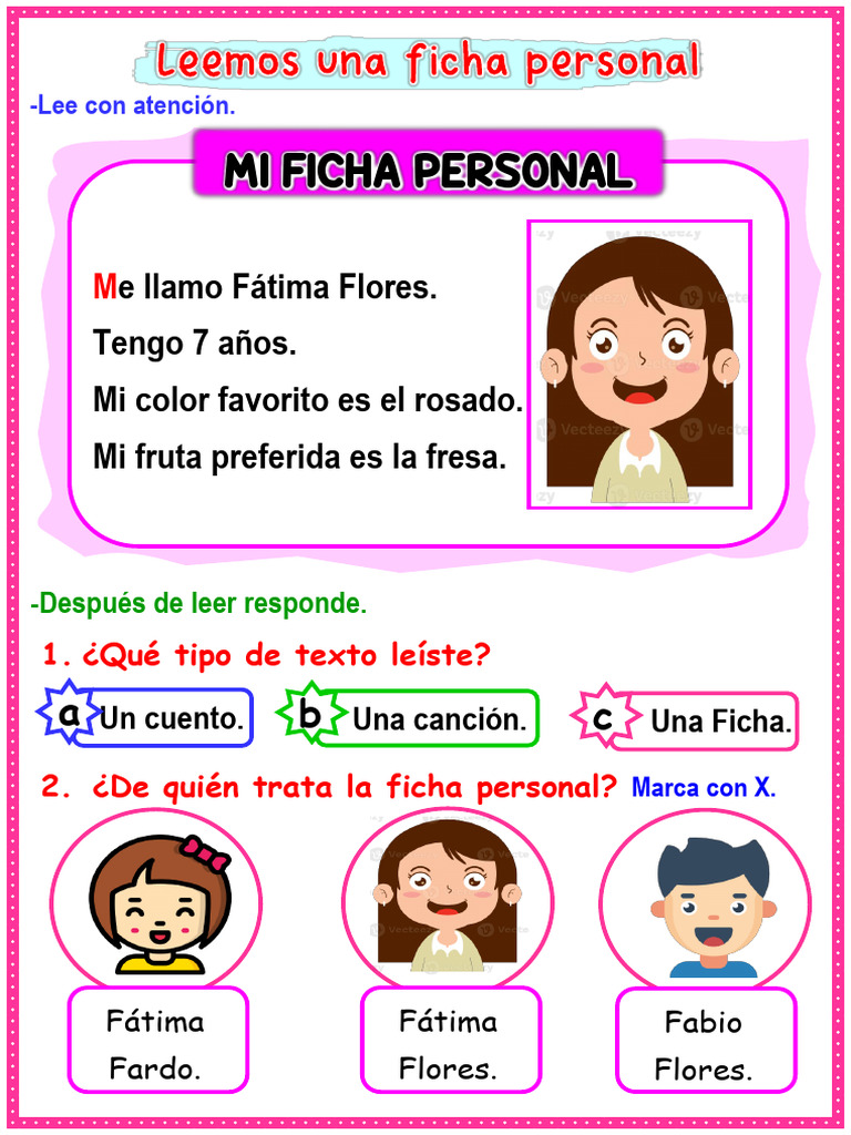 Ficha Personal para Segundo Grado | PDF