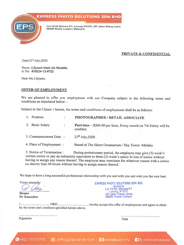 Lilyanis Offer Letter | PDF