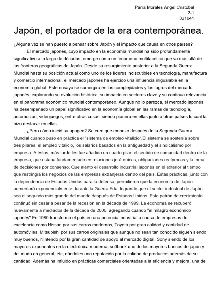 Japon, El Portador de La Era Contemporanea | PDF | Japón | Mercado ...