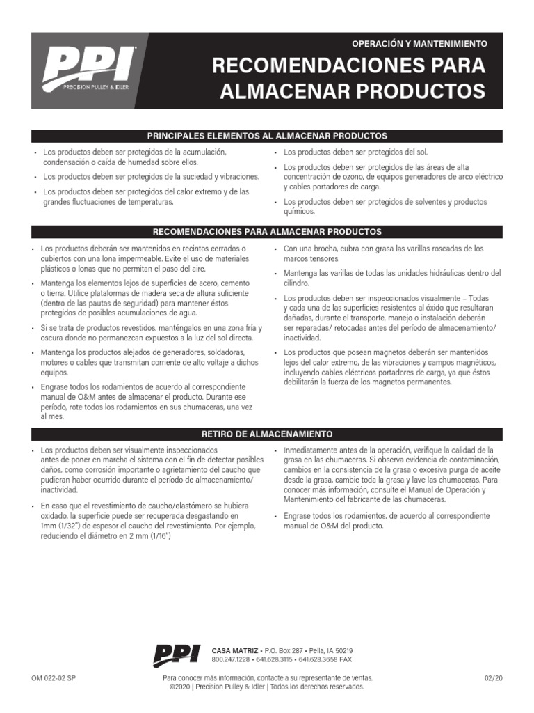 OM 022-02 SP ExtendedStorage | PDF | Rodamiento (Mecánico) | Materiales
