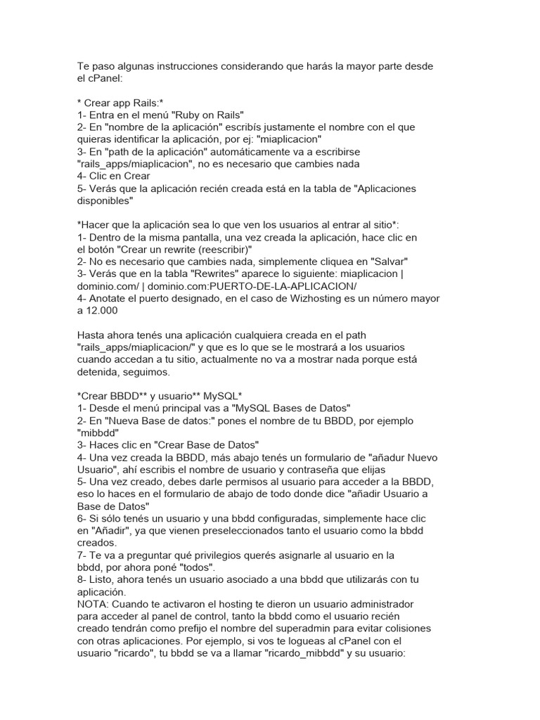 Crear App Ruby en Cpanel | PDF | Protocolo de transferencia de archivos ...