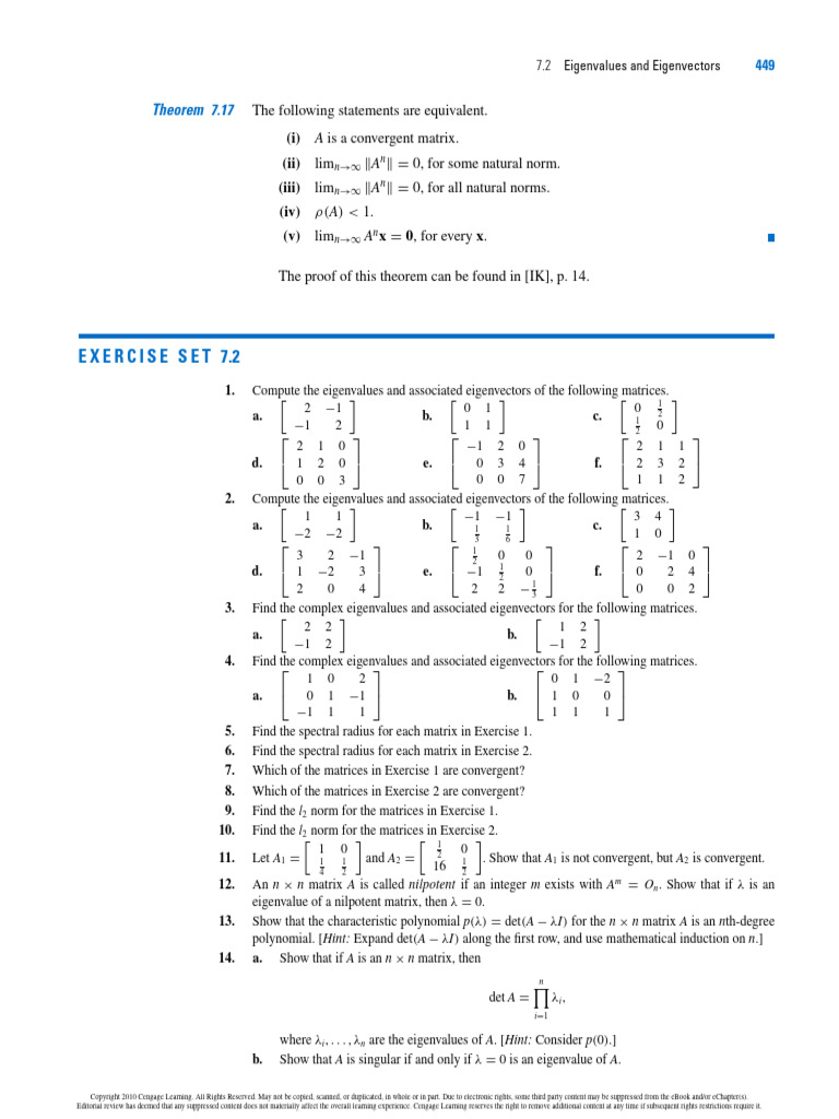 Exerciseset7.2: Theorem 7.17 | PDF | Matrix (Mathematics) | Eigenvalues And Eigenvectors