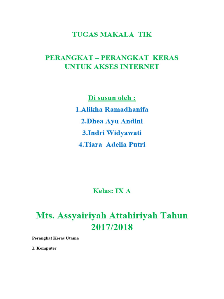 Contoh Tugas Makalah Tik Kelas 9 | PDF