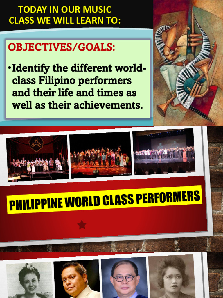 Music 10 Lesson 12 Philippine Worldclass Performers 2021-2022 | PDF ...