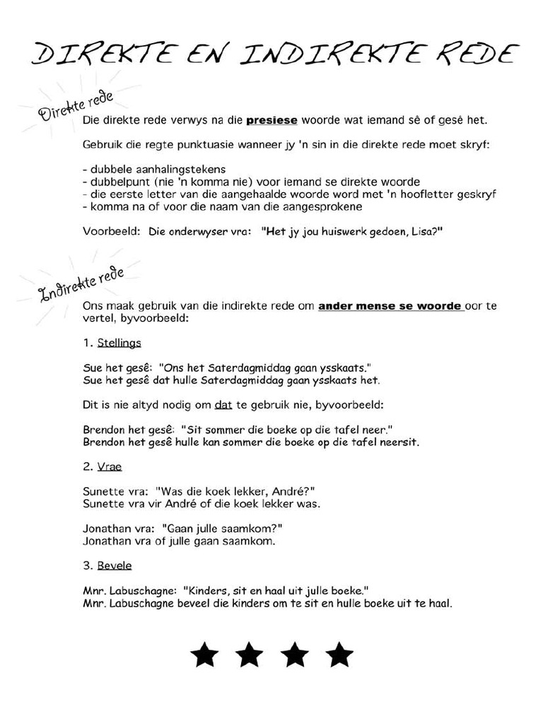 Direkte en Indirekte Rede | PDF