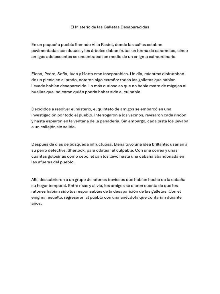 Misterio de Galletas en Villa Pastel | PDF