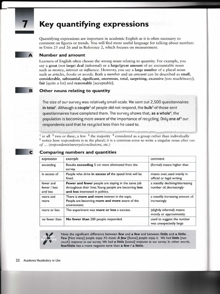 Academic Voc. in Use 7 Key Quantifying Expressions | PDF | Quantity ...