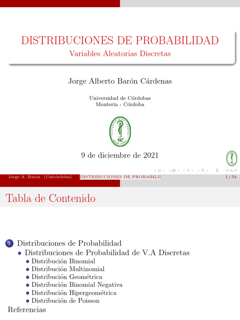Distribuciones de Probabilidad Discreta | PDF | Modelos estadísticos ...