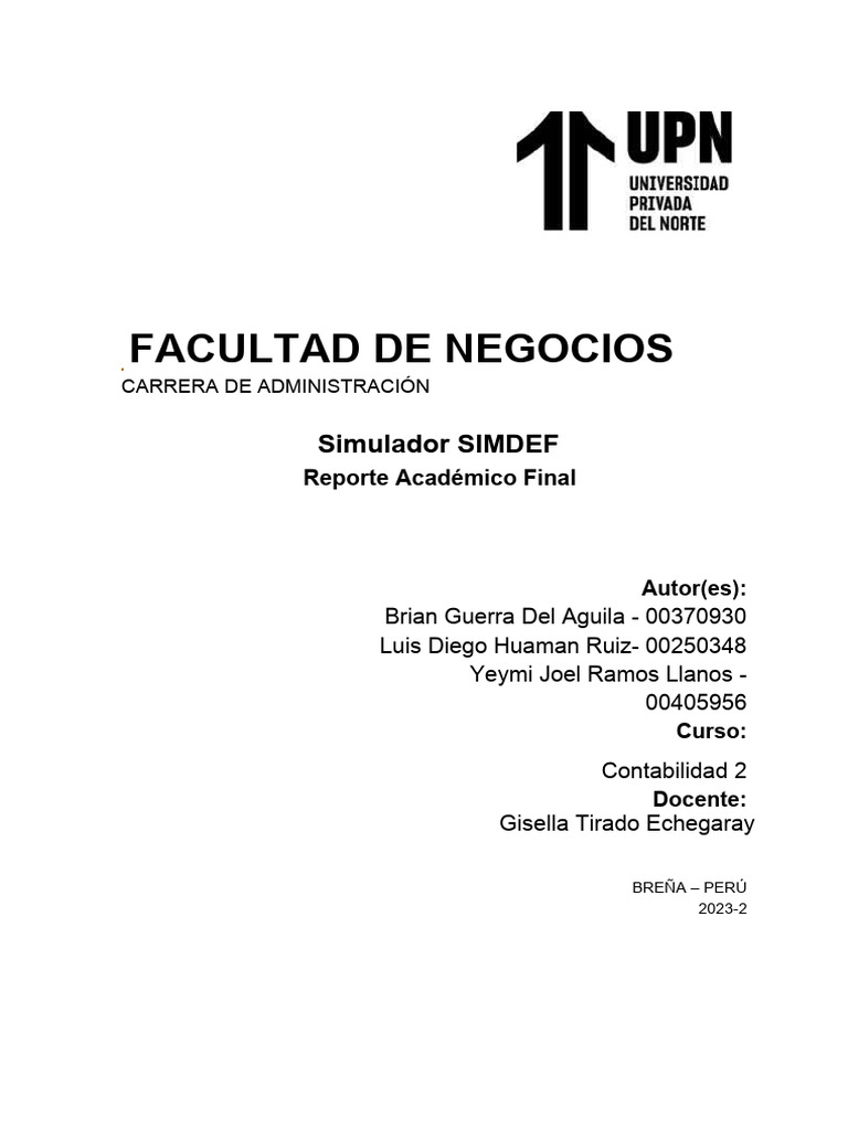 REPORTE FINAL SIMDEF - copia | PDF | Precios | Simulación REPORTE FINAL SIMDEF - copia | PDF | Precios | Simulación