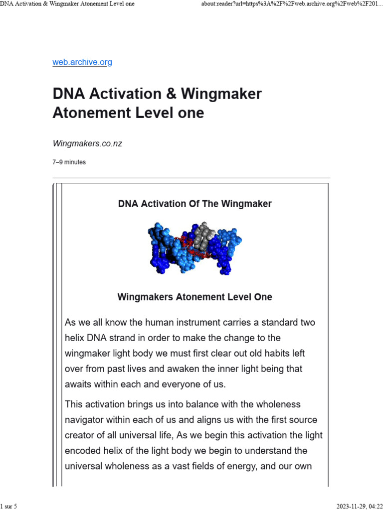 DNA Activation & Wingmaker Atonement Level One | PDF | Dna | Cell (Biology)